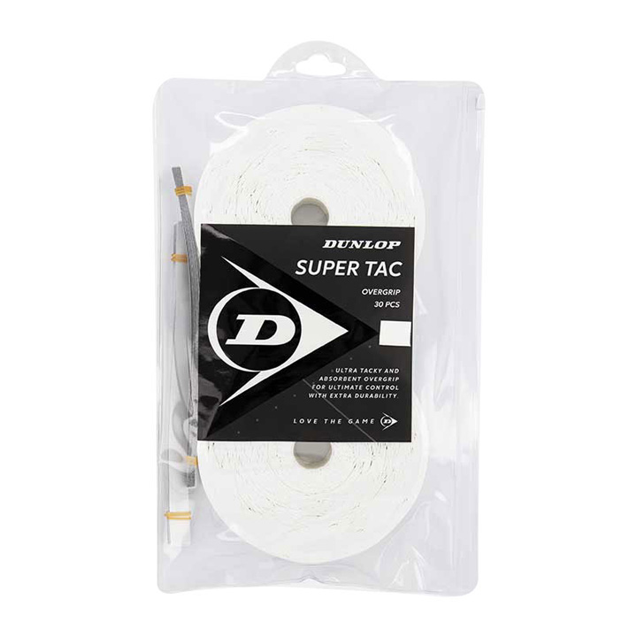 Dunlop Super Tac White OverGrip (30-Pack Roll) | SquashGalaxy